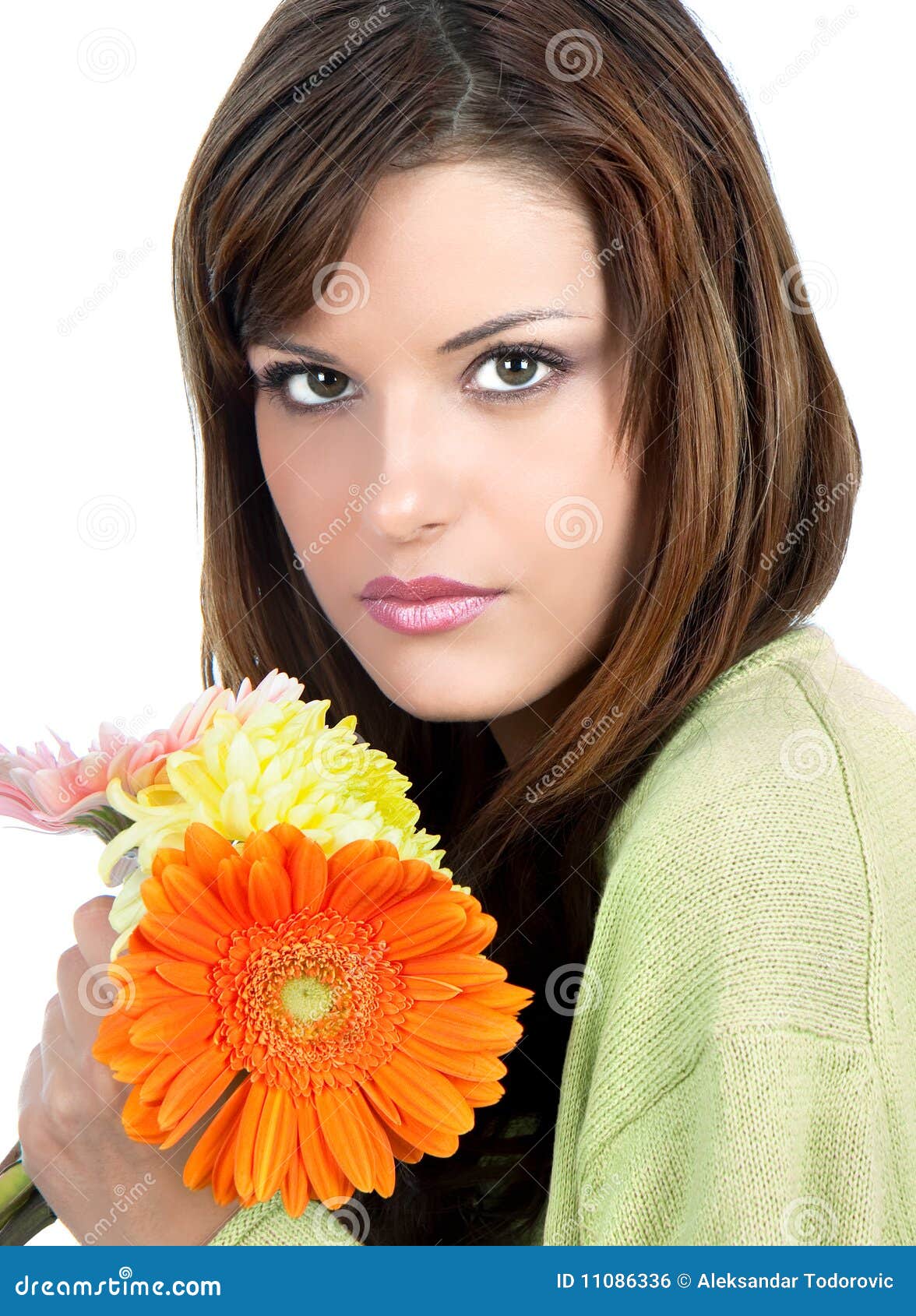 Close-up of Beautiful Woman with Flower Stock Photo - Image of care ...