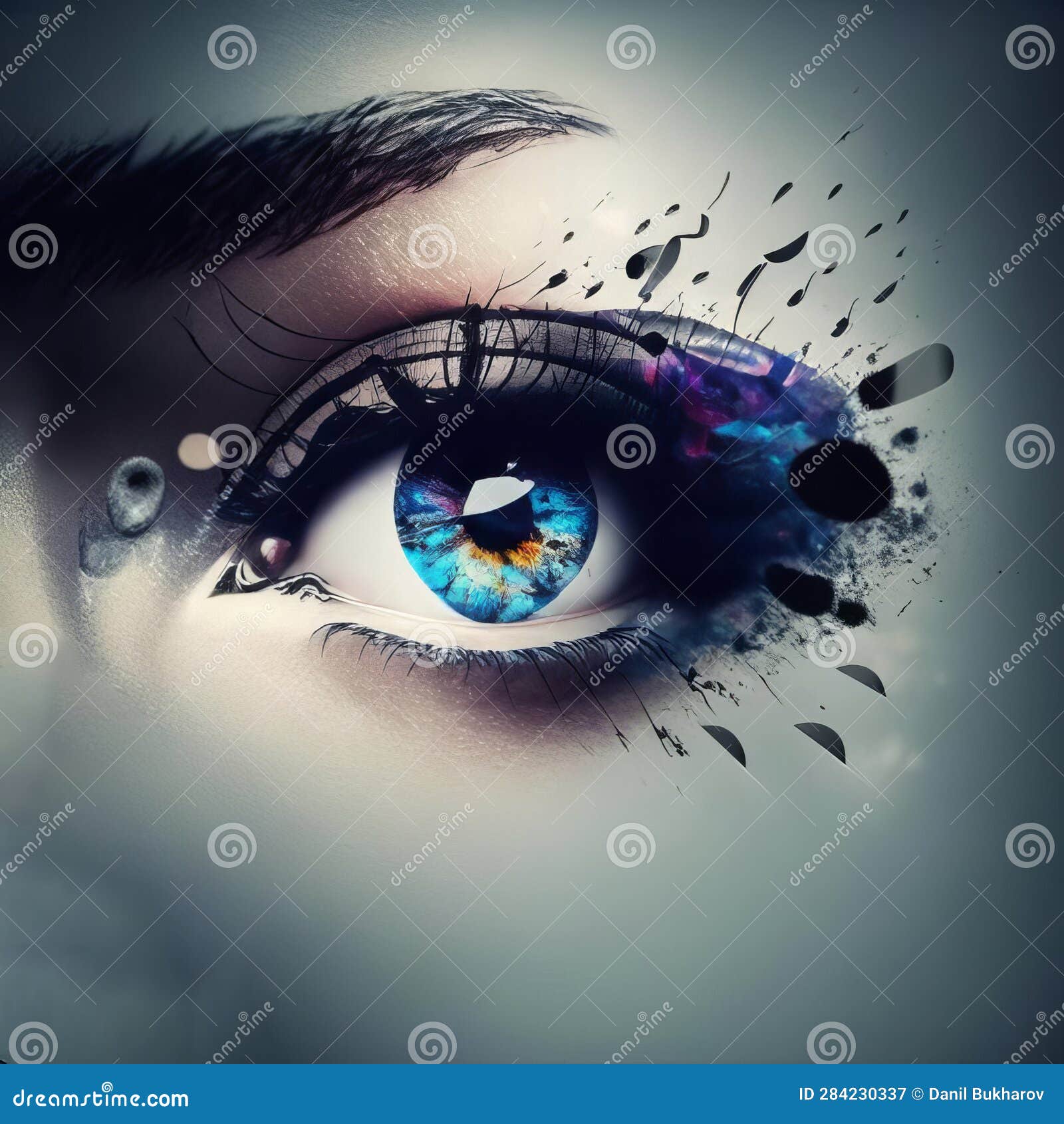 Close Up of Beautiful Woman S Eye with Creative Make-up. Stock Image ...