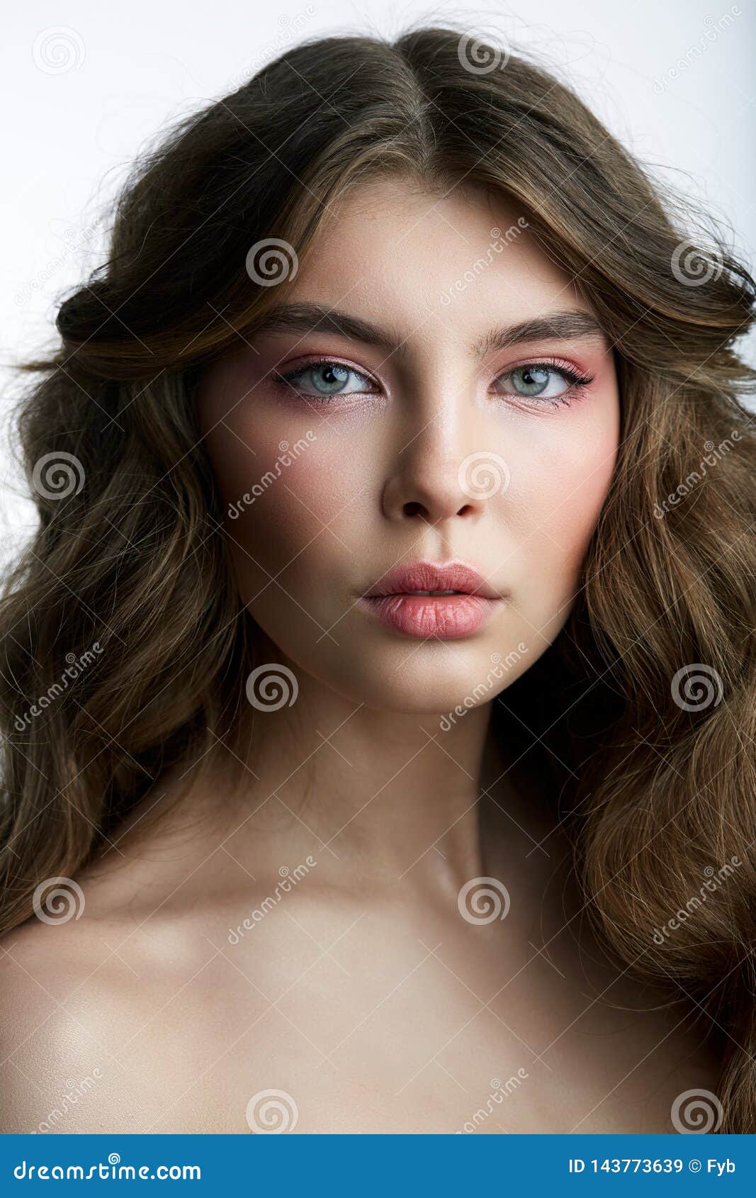 Close Up Beauty Portrait in a Studio Stock Image - Image of blissful ...