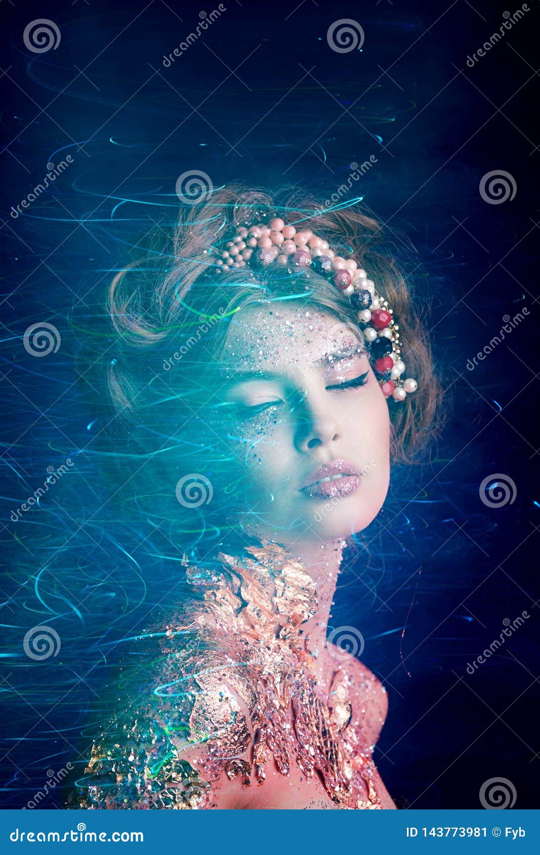 Close Up Beauty Portrait in a Studio Stock Image - Image of hands ...