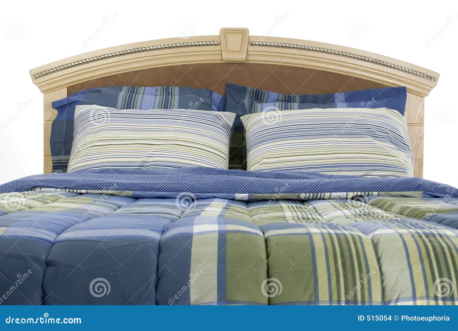 Close Up of Bed Over White stock photo. Image of linen - 515054