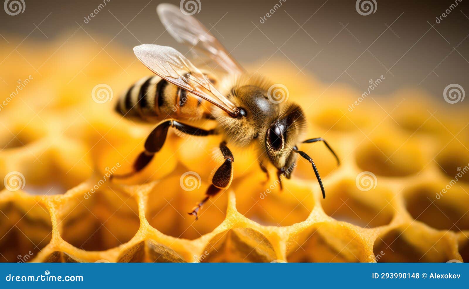 Close-up of Bee on Hive: Minimalistic and Superb Clean Image AI ...