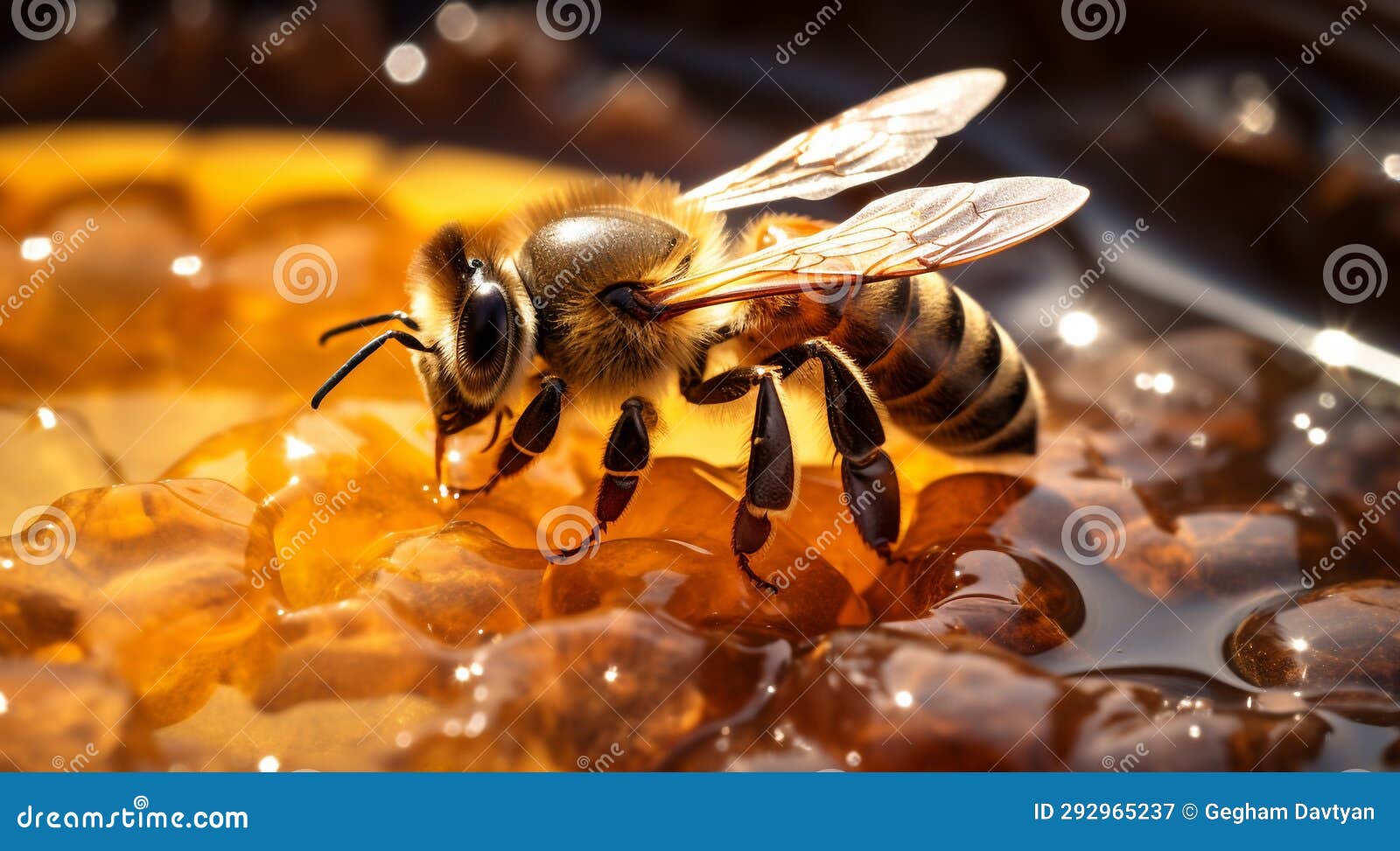 Close-up of a Bee on a Honey, Bee Doing Honey, Bee in Beehive, Close-up ...