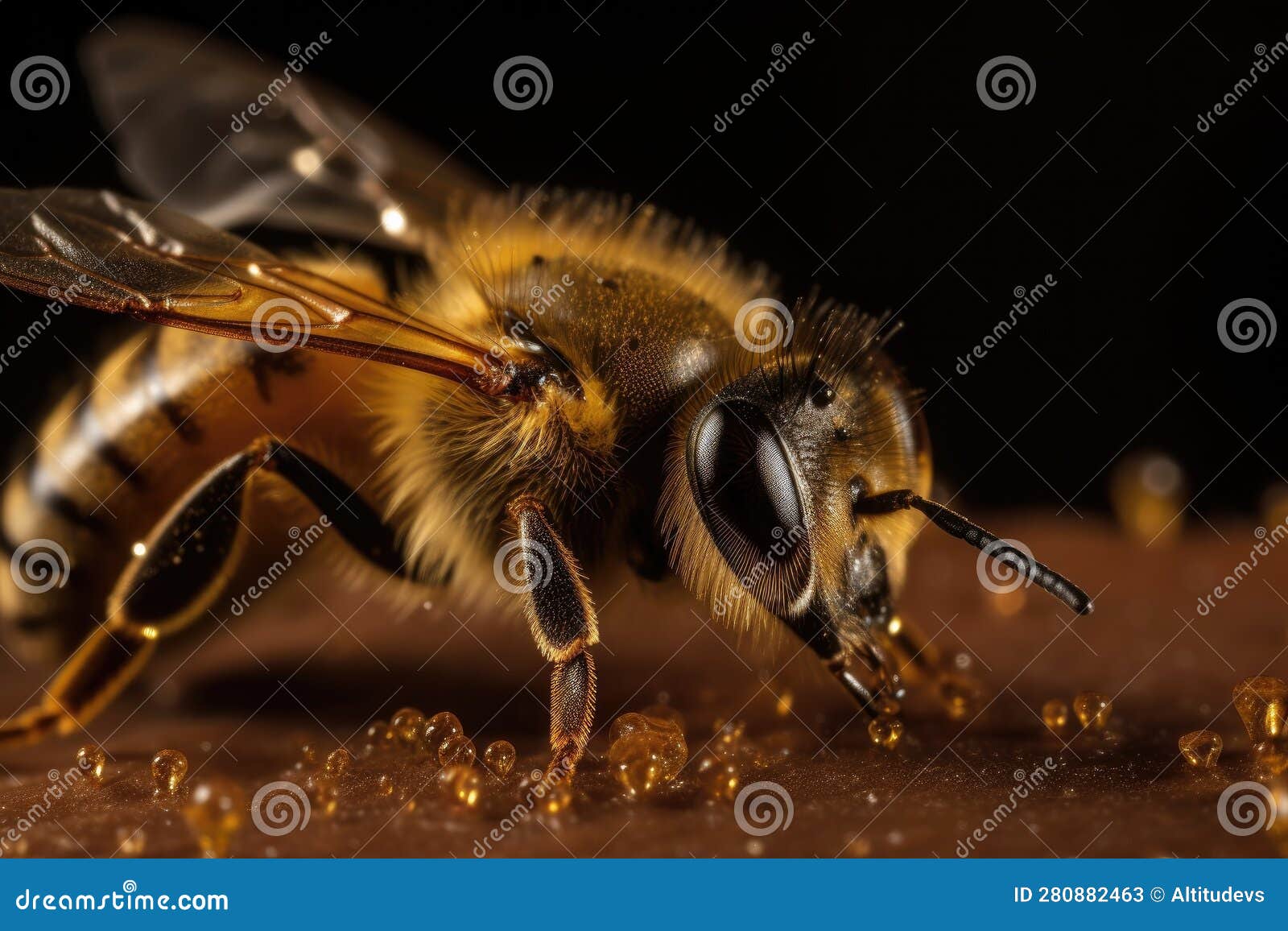 Close-up of Bee S Wing, with Pollen and Dust Particles Visible Stock ...