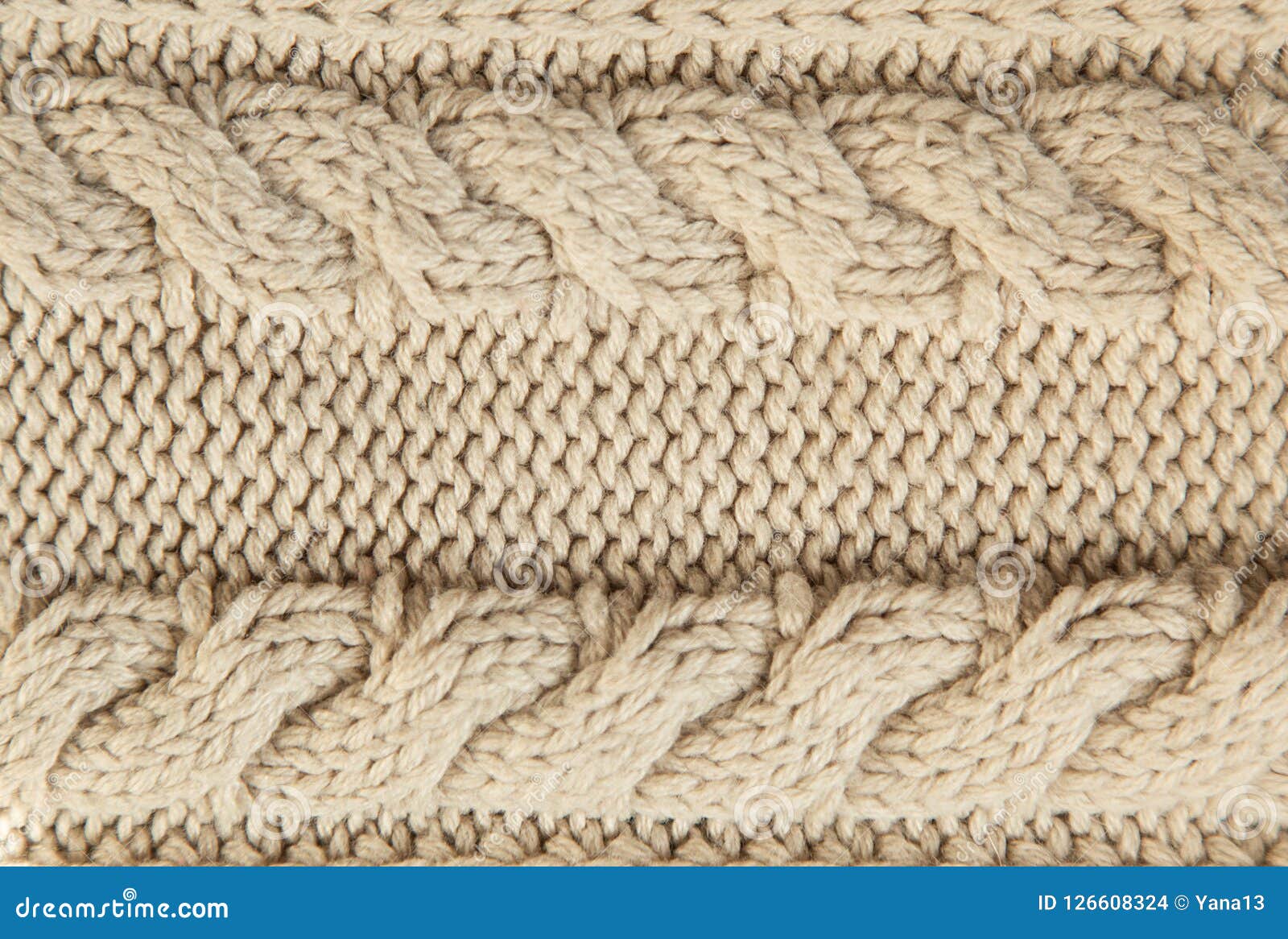 Close Up of Beige Knitted Winter Sweater with Pattern As Textured ...