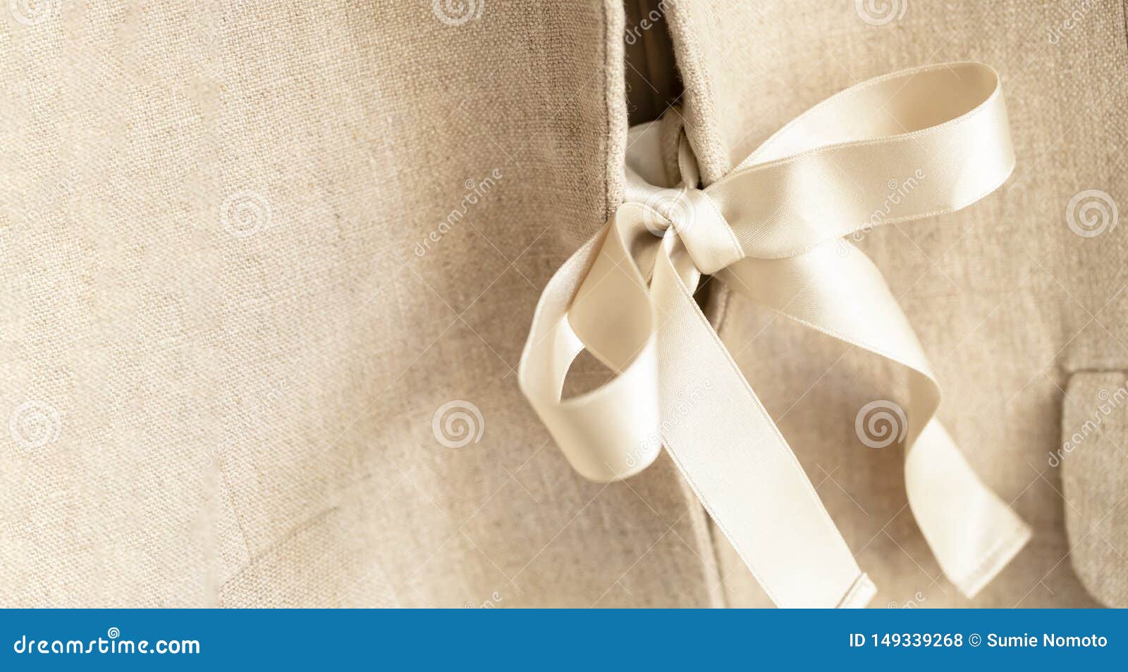Close-up of the Beige Satin Ribbon of a Beige Jacket Stock Photo ...