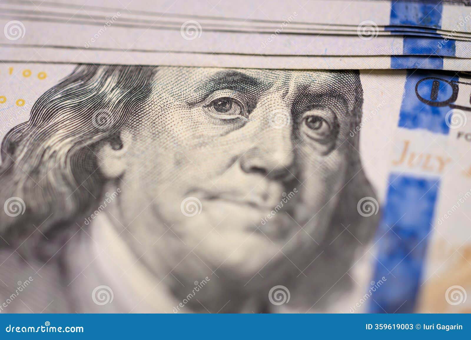 Close-up of Benjamin Franklin on Us 100 Dollar Bill Stock Image - Image ...