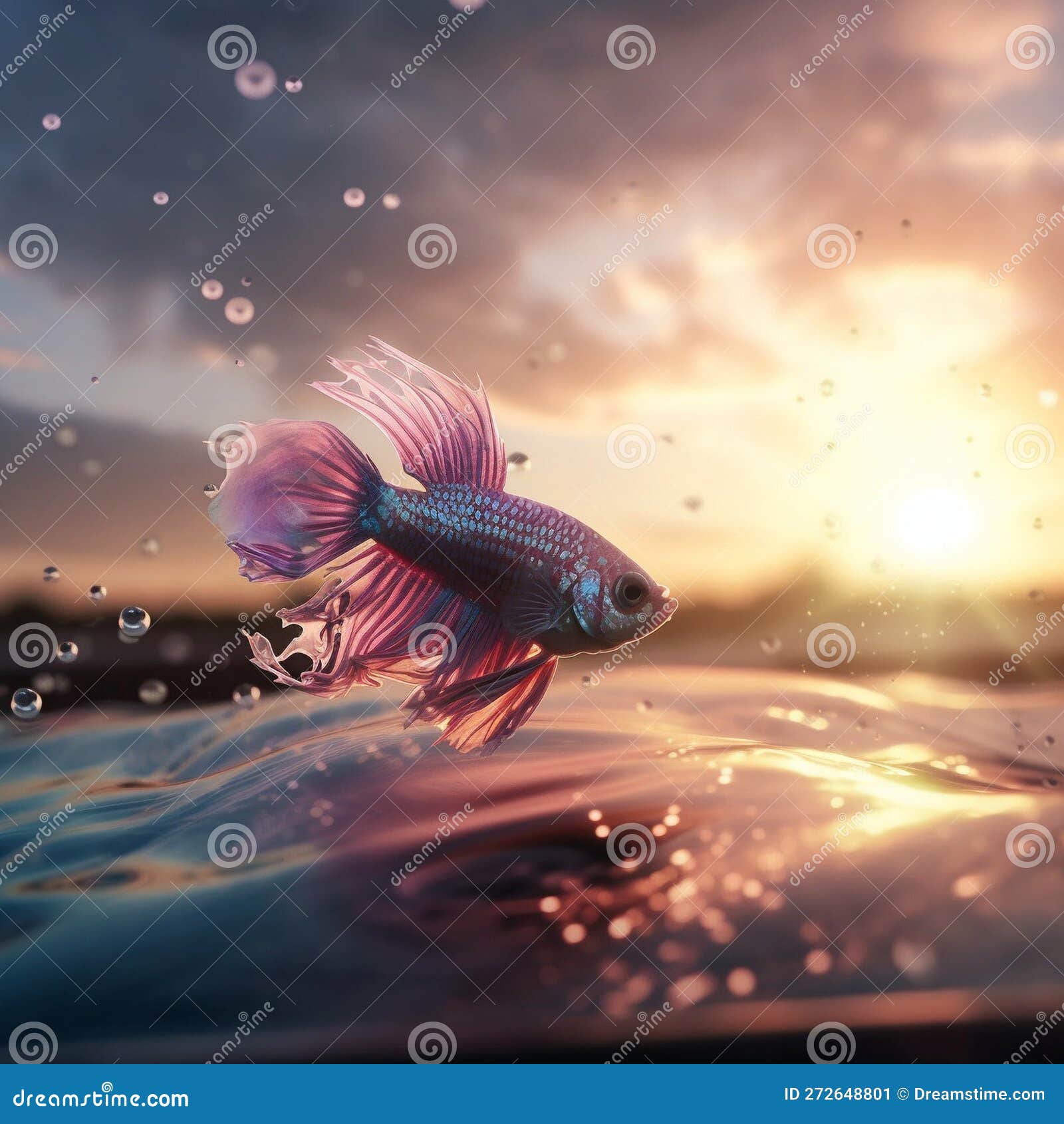 Close-up of Betta Fish Leaping from Water Stock Image - Image of ...