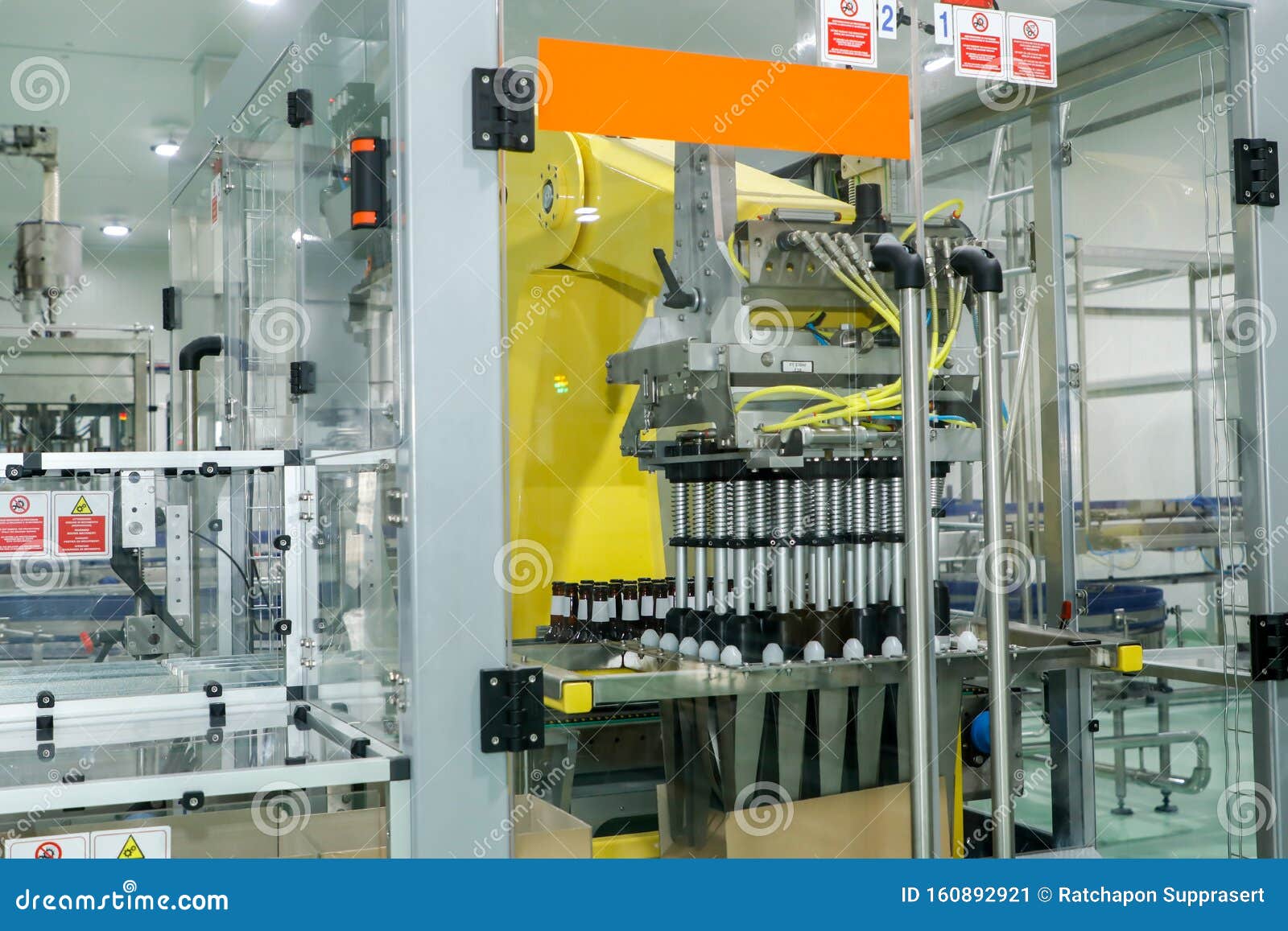 Close Up Beverage Bottle Sorting Machine Stock Image - Image of crate ...