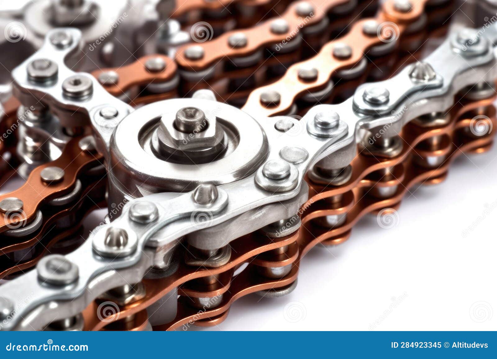 Close-up of Bicycle Chain and Gears on a White Background Stock ...