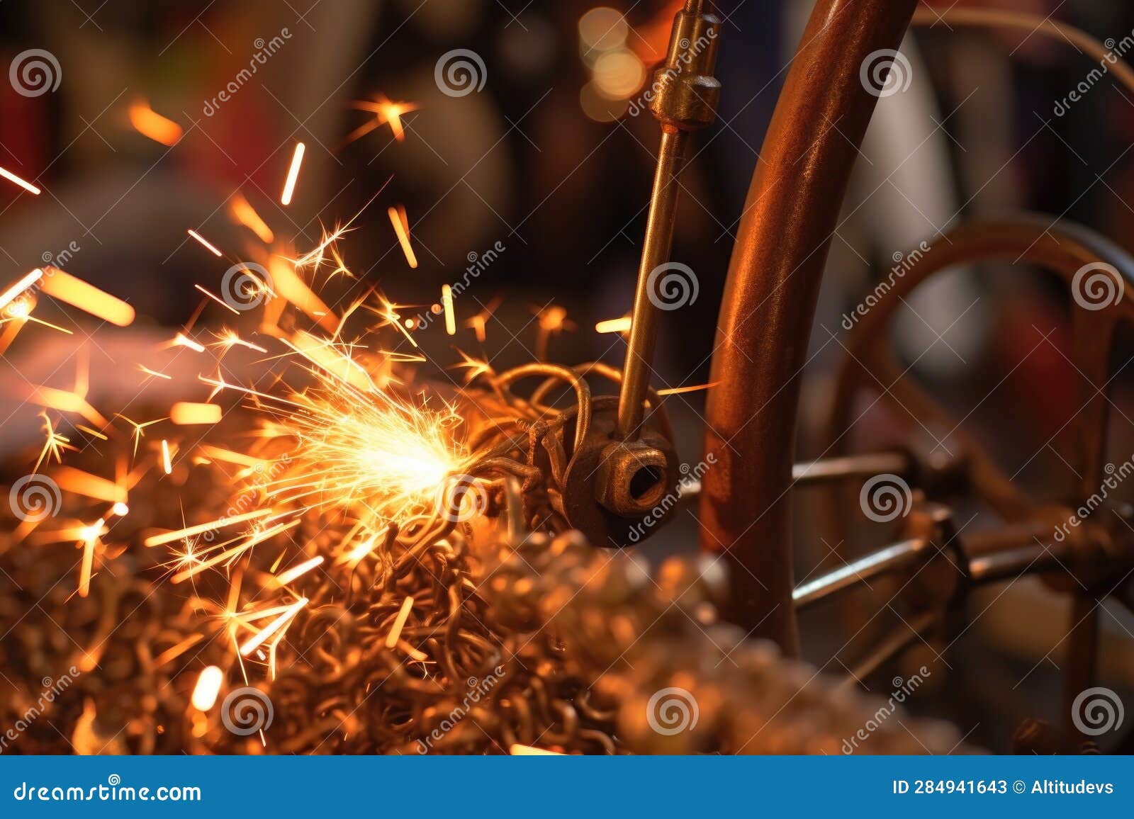 Close-up of Bicycle Frame Welding Sparks Stock Image - Image of bicycle ...