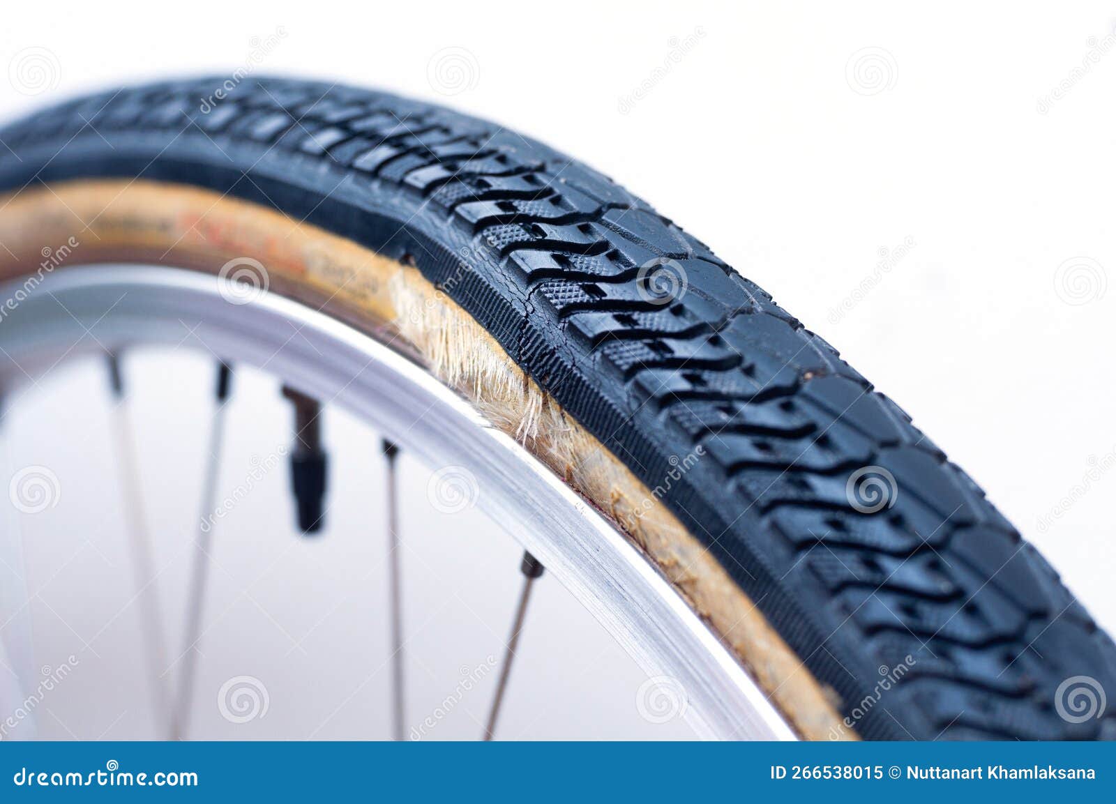 Close Up of Bicycle Tire Sidewall Damage Stock Image - Image of city ...