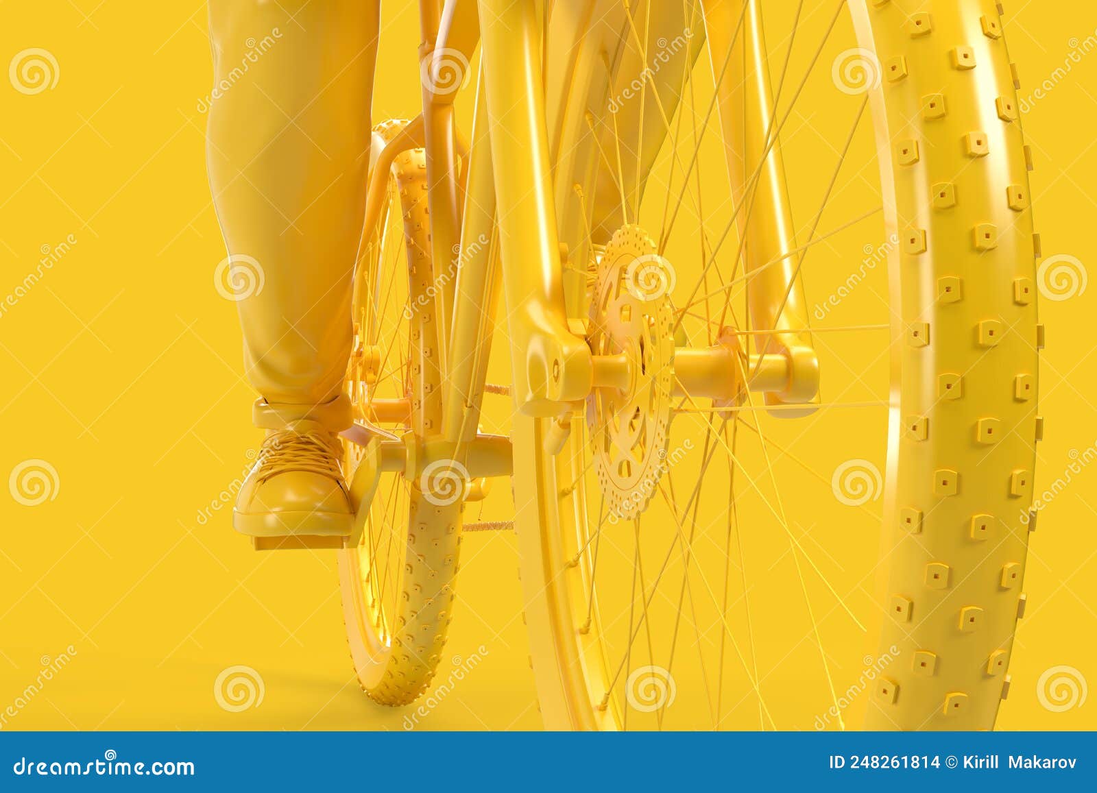 Close-up of a Bicycle Wheel. 3D Rendering Stock Illustration ...