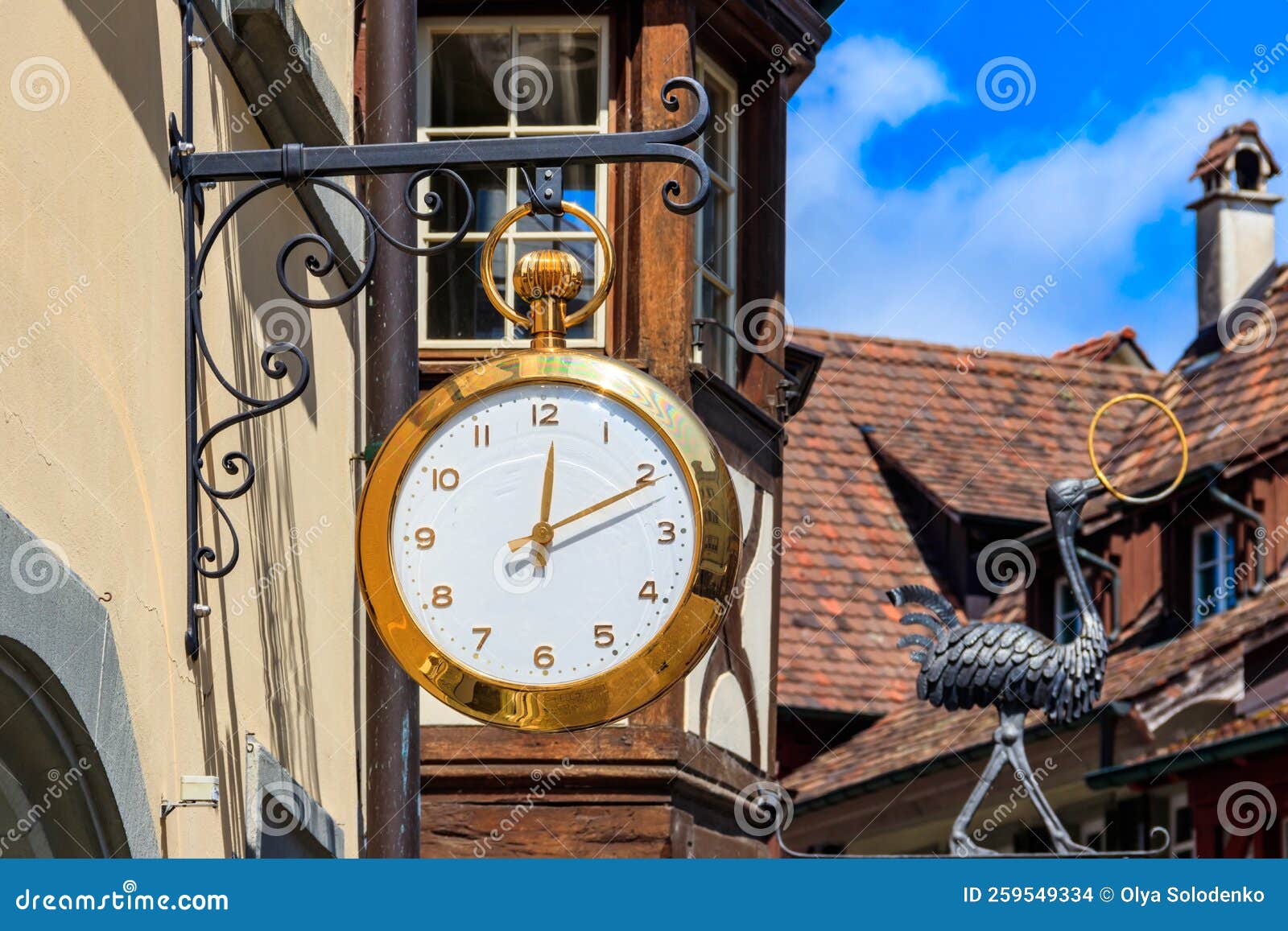 Close-up of Big Clock on Building in Switzerland Stock Photo - Image of ...