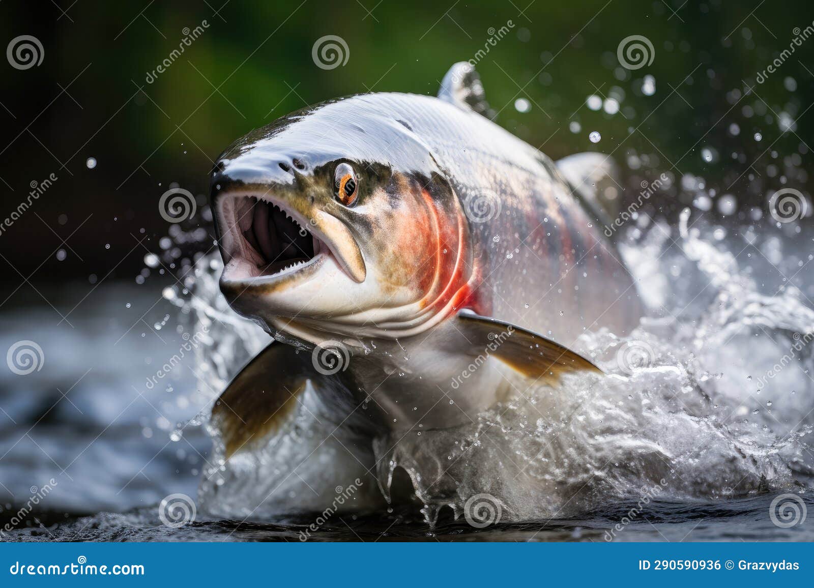 Close-up of Big Perch Fish Jumping with Splashing Stock Illustration ...
