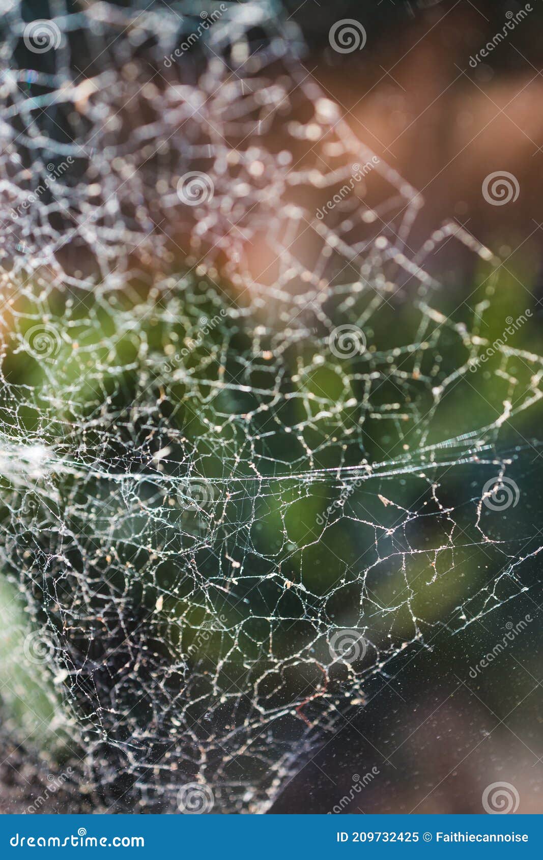Close-up of Big Spider Web on Window with Light Shining through it and ...