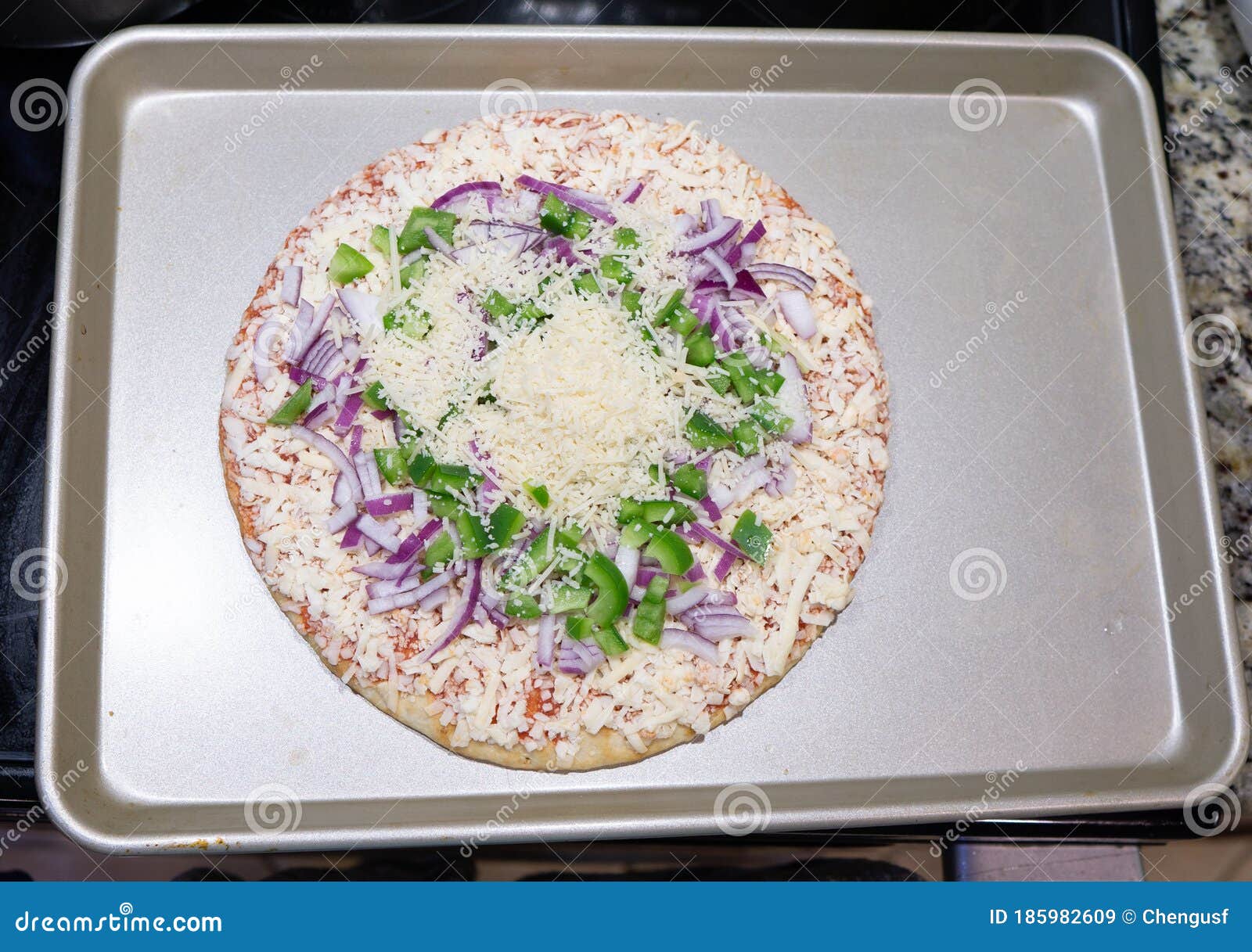 Uncooked Cheese pizza stock image. Image of cooked, leaf - 185982609