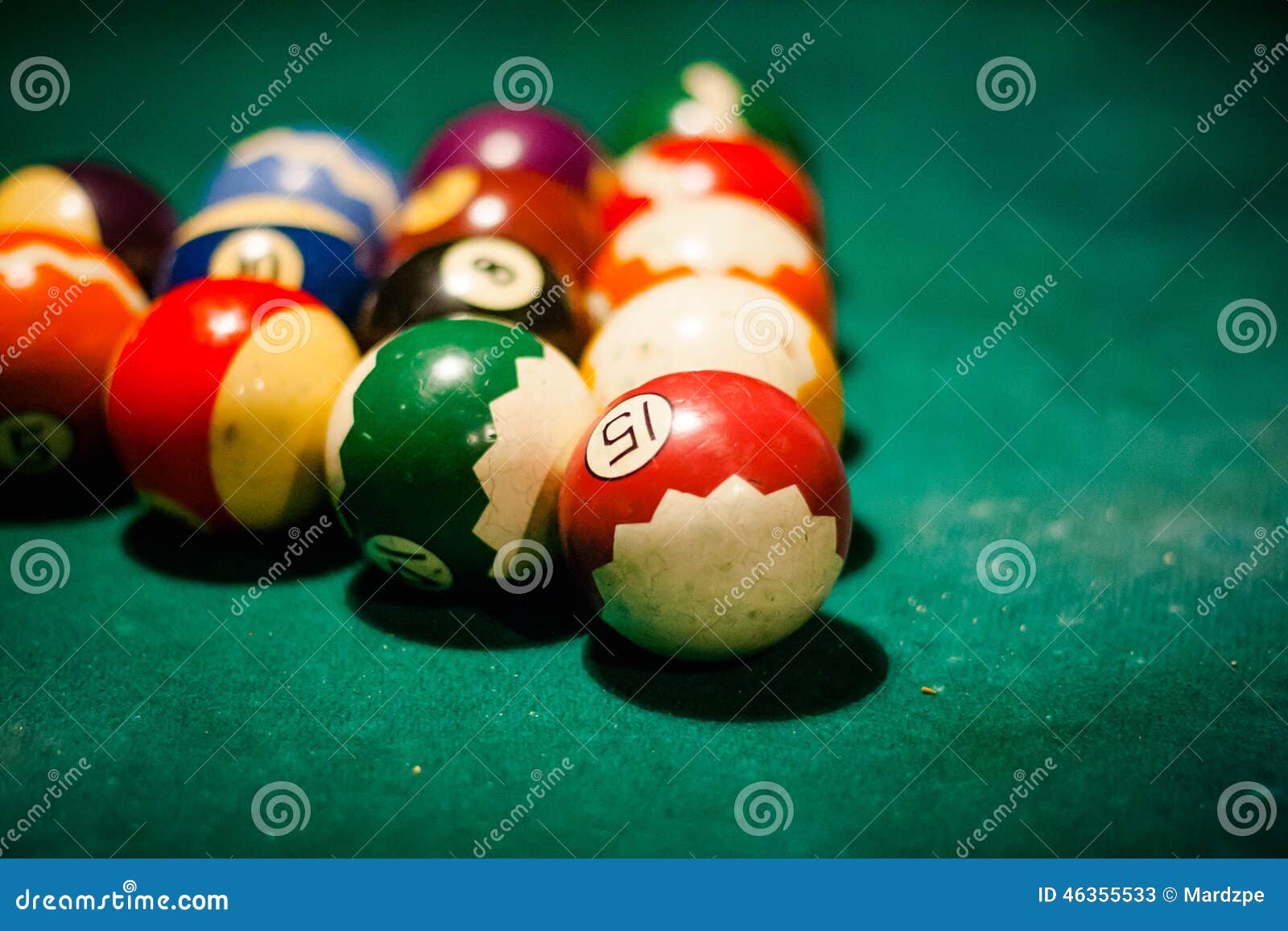 Close Up of Billiard Table with Balls in Entertainment Club Stock Image ...