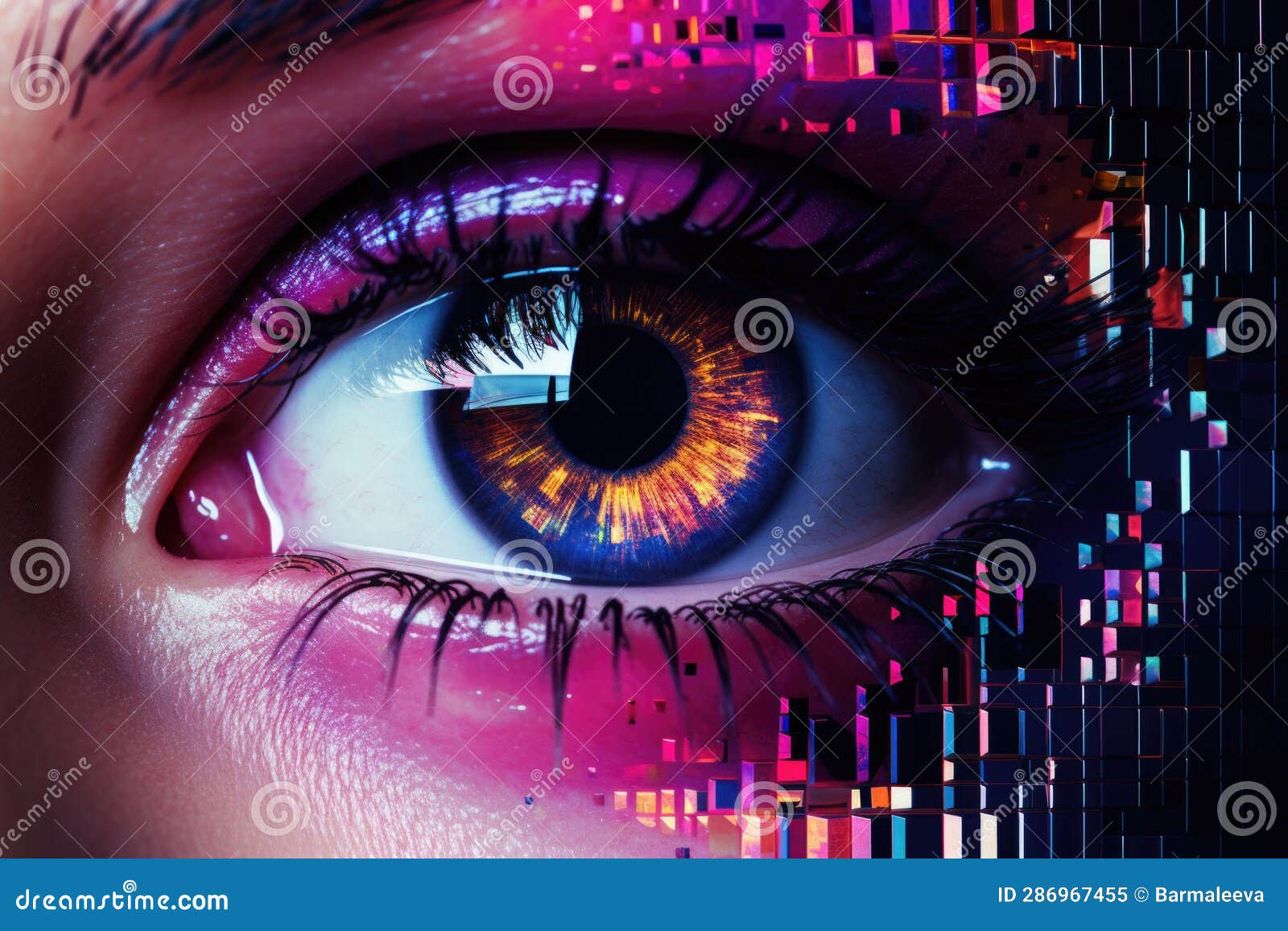 Close Up of Binary Code Reflected in the Eye. Generative AI Stock Illustration - Illustration of ...