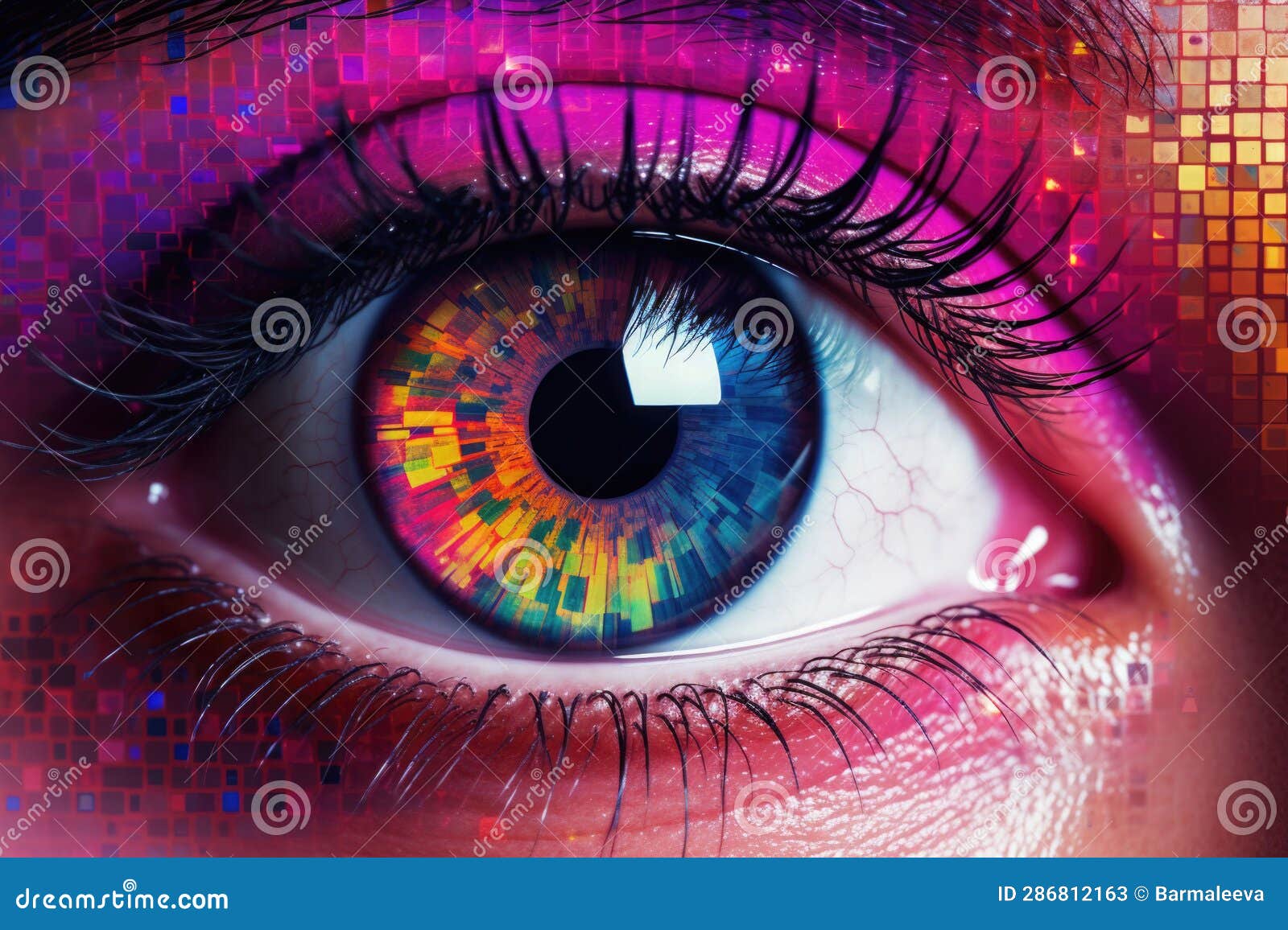 Close Up of Binary Code Reflected in the Eye. Generative AI Stock ...
