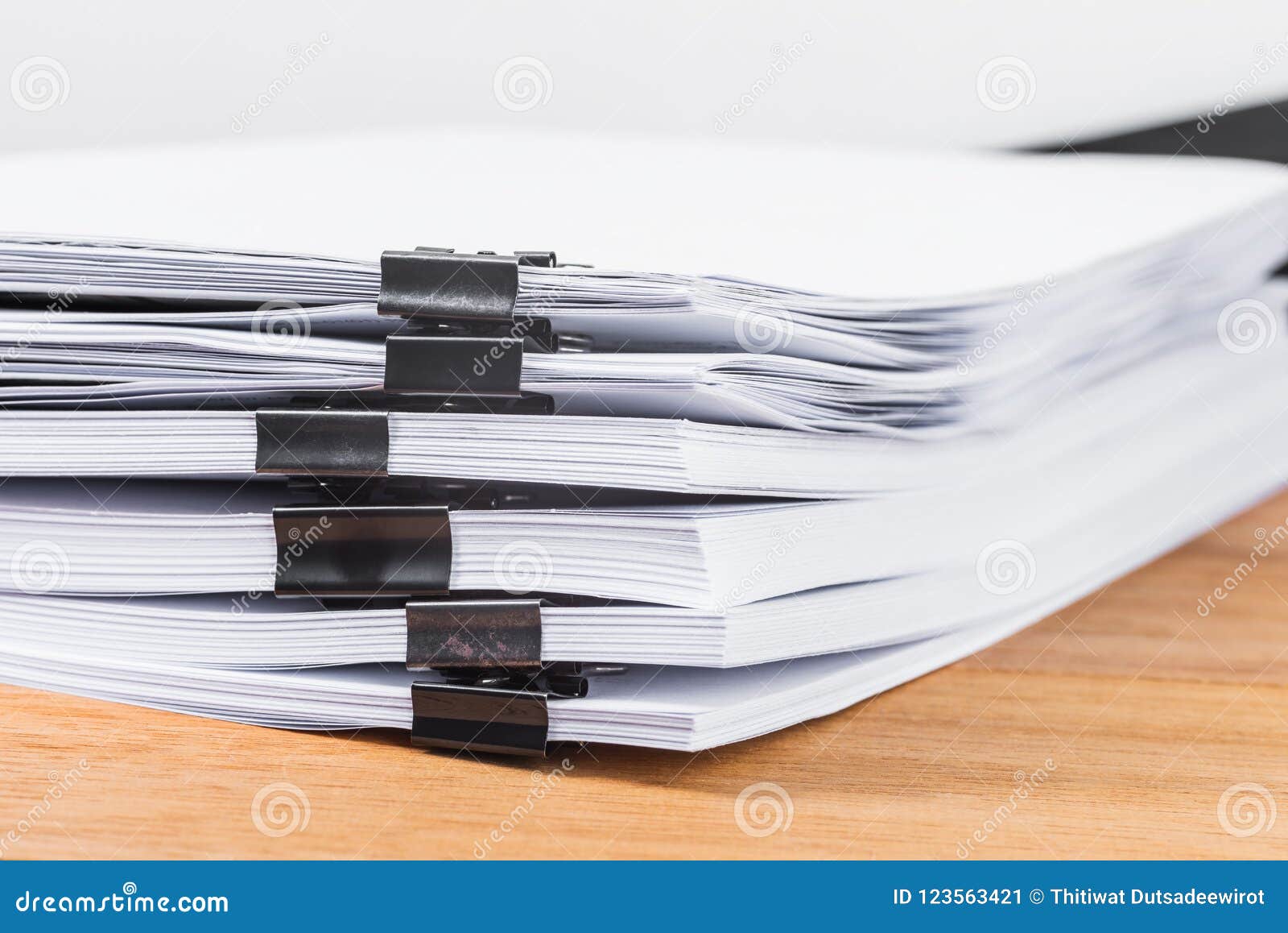 Close-up Binder Clip Pinching Stack Papers Stock Image - Image of ...