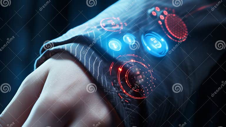 Close-Up of Biometric Sensor Embedded in Fabric Stock Illustration ...