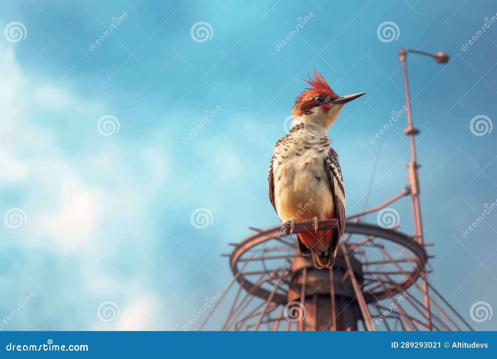 Close-up of a Bird Perching on Cell Tower Stock Image - Image of ...