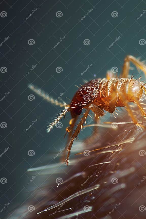 Close up biting flea macro stock photo. Image of parasite - 326497596