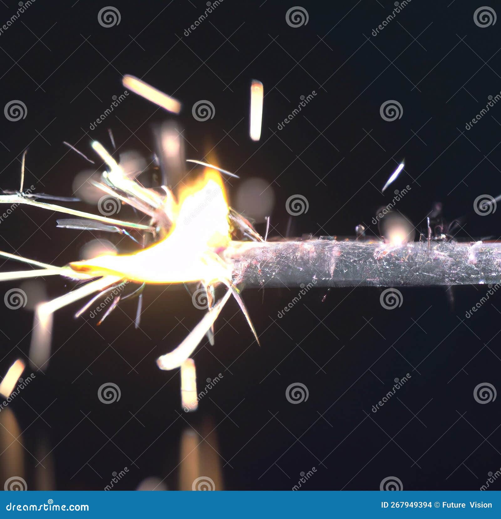 Close Up of Black Burned Sparkler Producing Multiple Sparks, Created ...