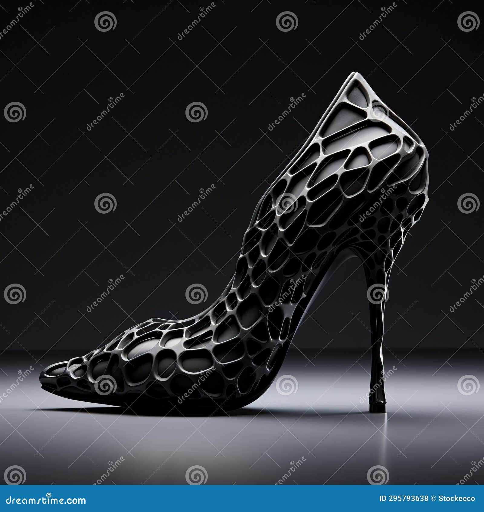 Elegant Molded Shoe with Black Nylon Texture and 3d Heels Stock ...