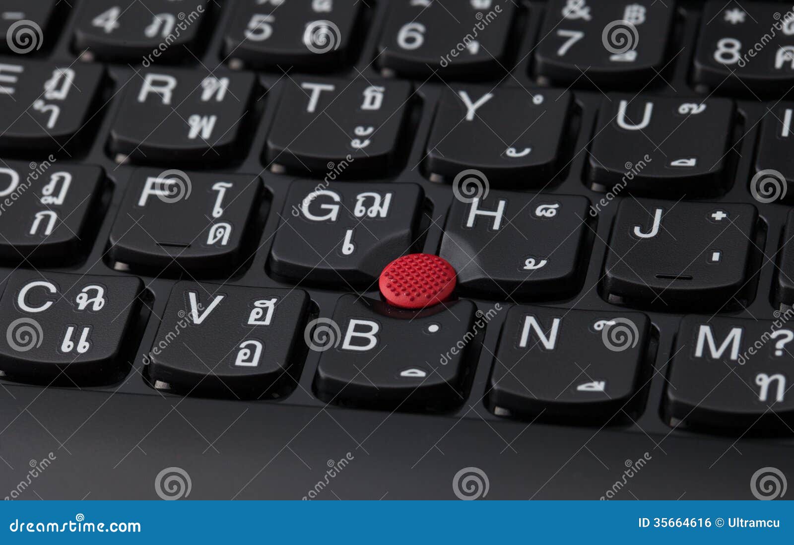 Close Up of a Black Keyboard English and Thai Alphabet Stock Photo ...