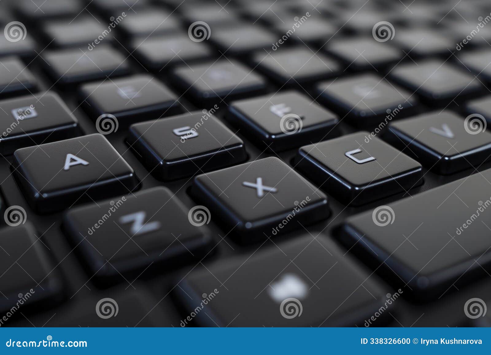 Close-up of Black Keyboard with Grid-like Pattern of Keys. Top Row ...