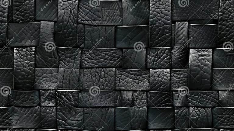 A Close-up of a Black Leather Brick Wall Texture, Featuring a Seamless ...