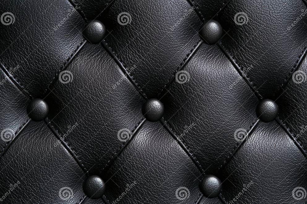 Close-up of Black Leather Texture with Diamond Pattern and Metal Studs ...