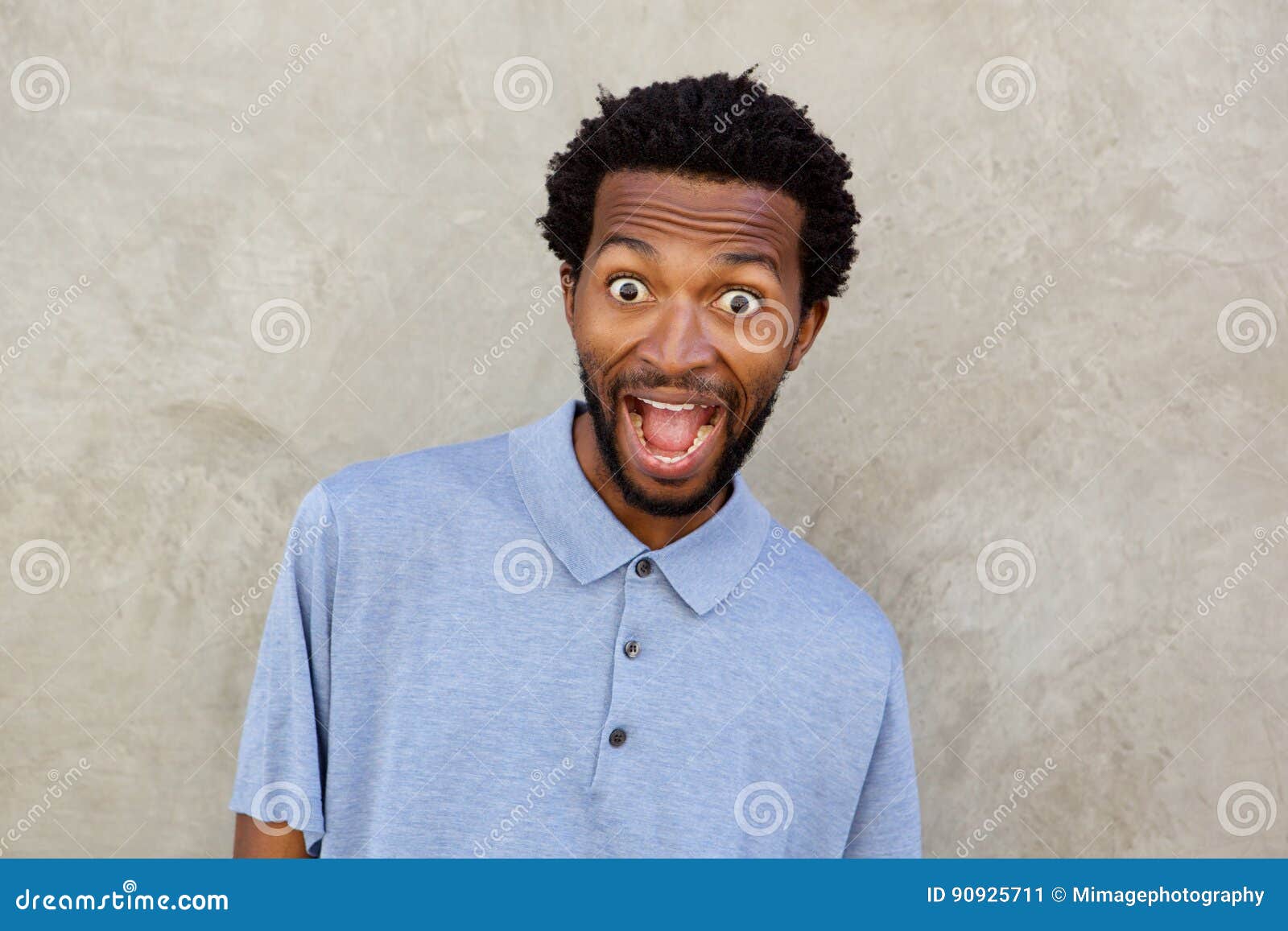 Close Up Black Man with Surprised Expression on Face Stock Image ...