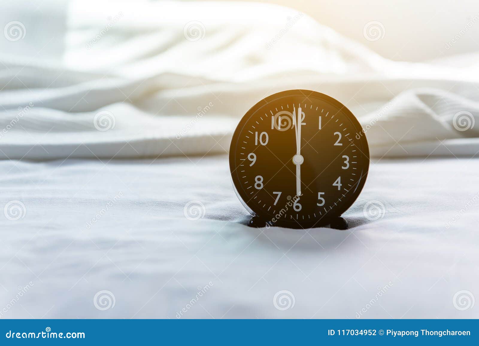 Close Up of Black Modern Alarm Clock on White Bedroom Stock Photo ...