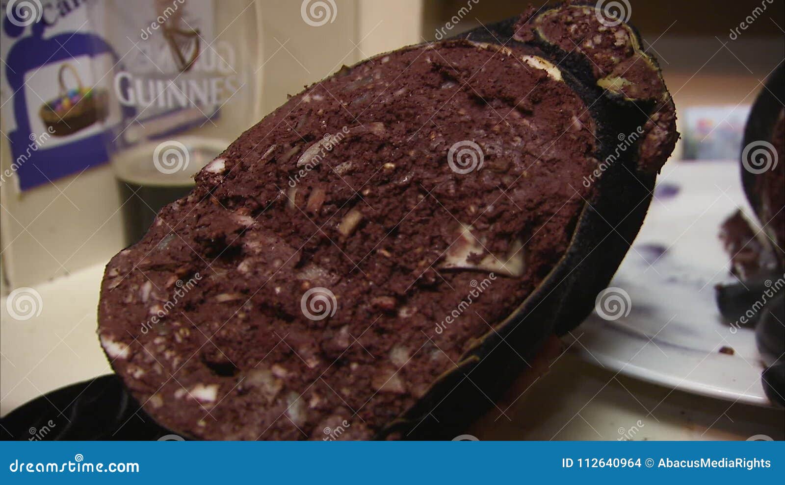 Close Up of a Black Pudding Being Cut Open Stock Footage - Video of ...