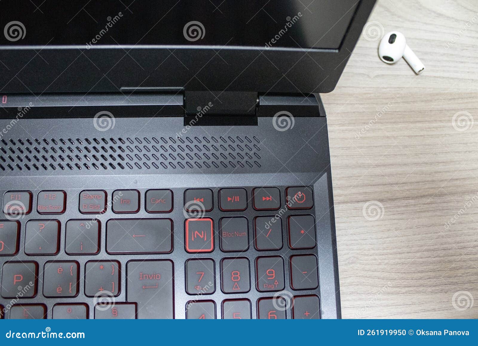 Close-up of a Black and Red Computer Keyboard, Glowing Keyboard. Night ...