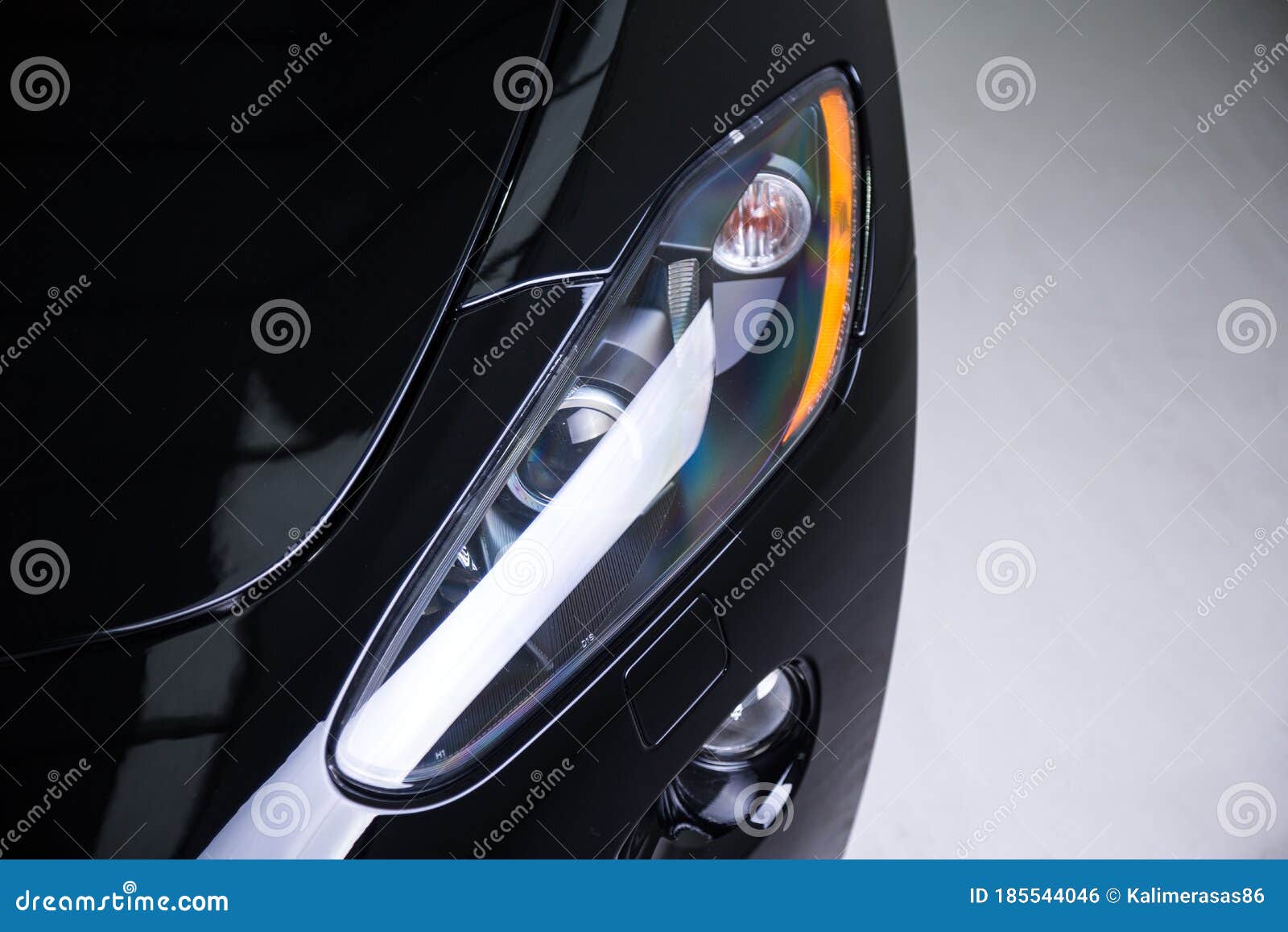 Close Up of Black Sports Car Headlight Stock Photo - Image of ...