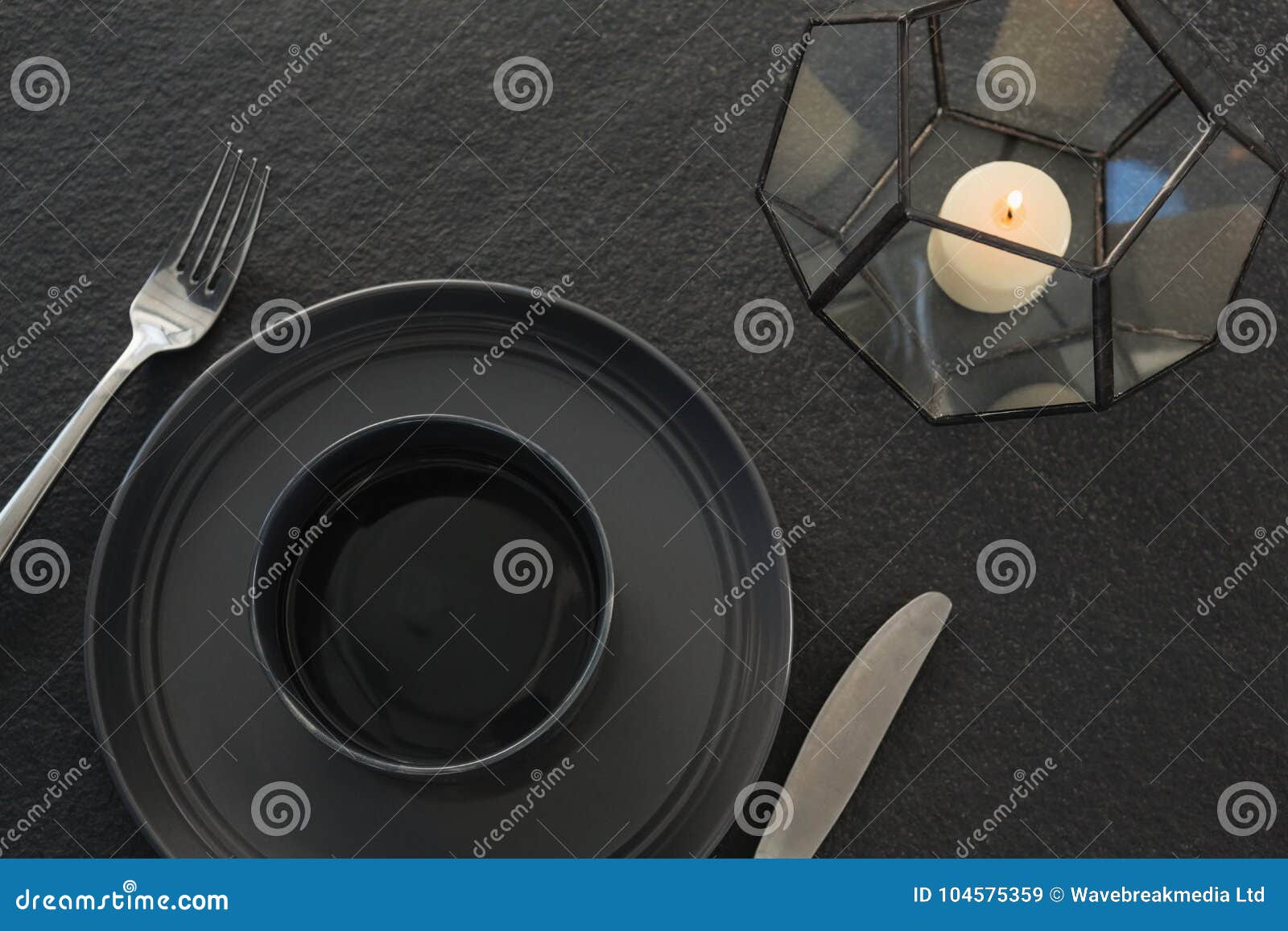Black theme table setting stock illustration. Illustration of glass ...