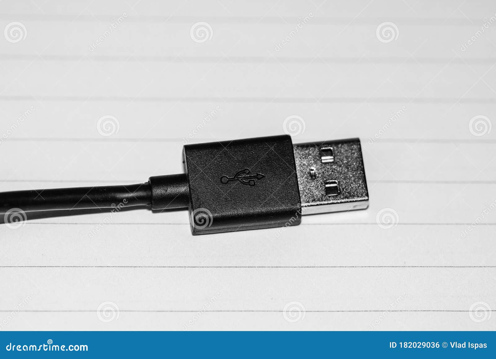 Close Up of Black USB Cable Isolated, Cable USB Connection Stock Photo ...