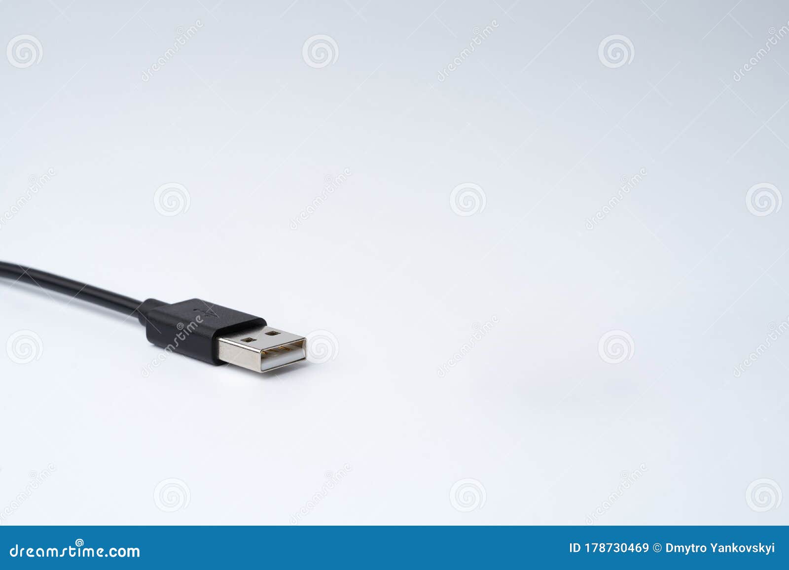 Close-up of Black USB Type-a Male Cable Plug Isolated on White ...