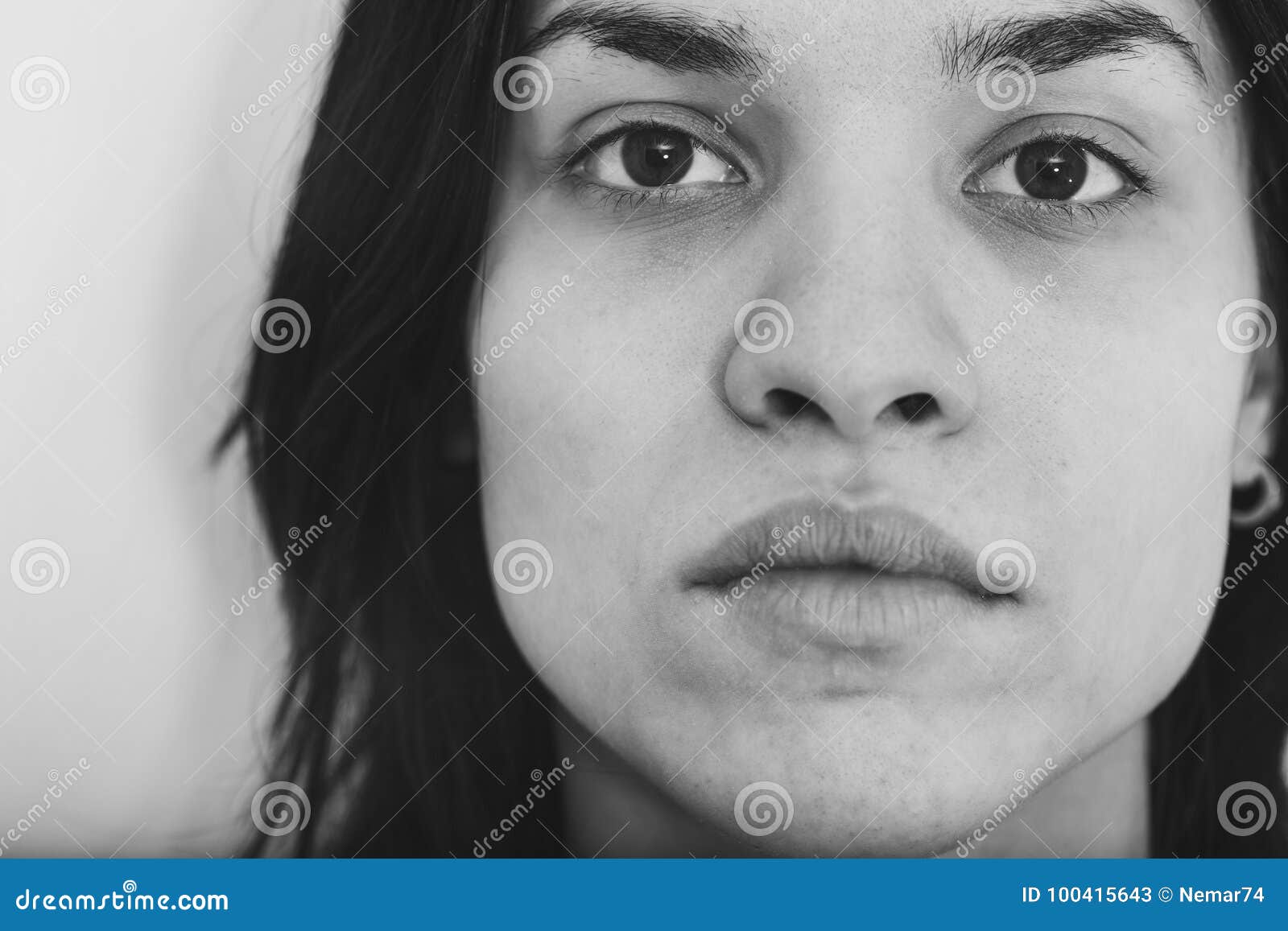 Close Up Black and White Portrait of Young Woman Stock Image - Image of ... Close Up Black and White Portrait of Young Woman Stock Image - Image of ...