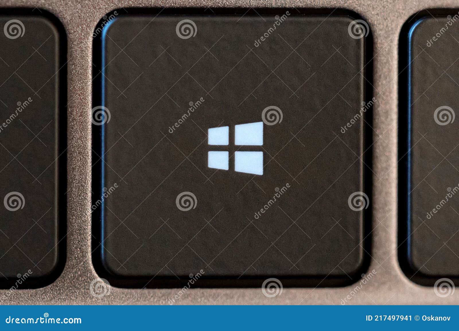 Close Up of Black Windows Button on Gray Keyboard Stock Image - Image ...