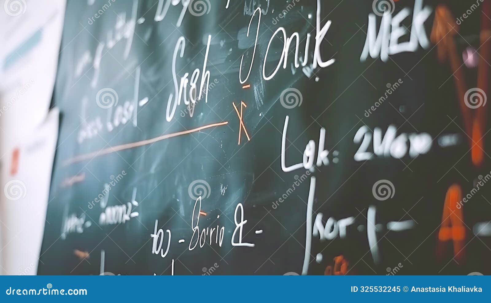 Close-up of a Blackboard with Formulas Written on it. Stock ...