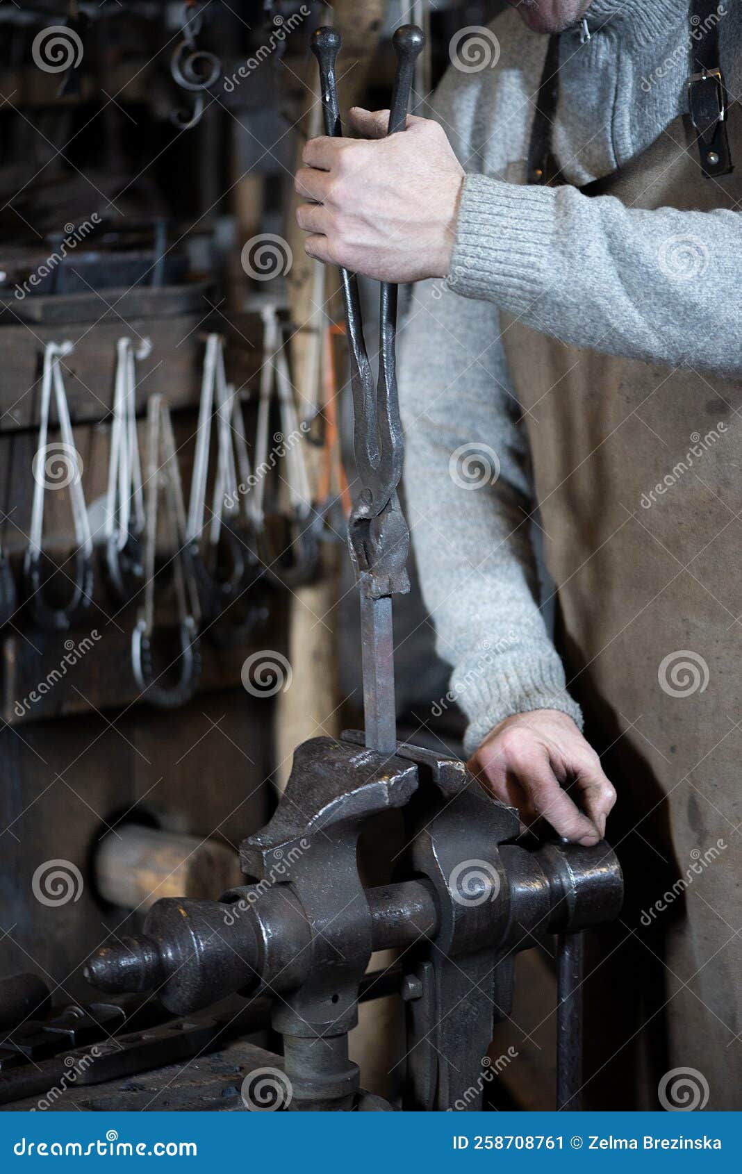 Close-up of a Blacksmith Hand Working in a Smithy with His Tools Stock ...