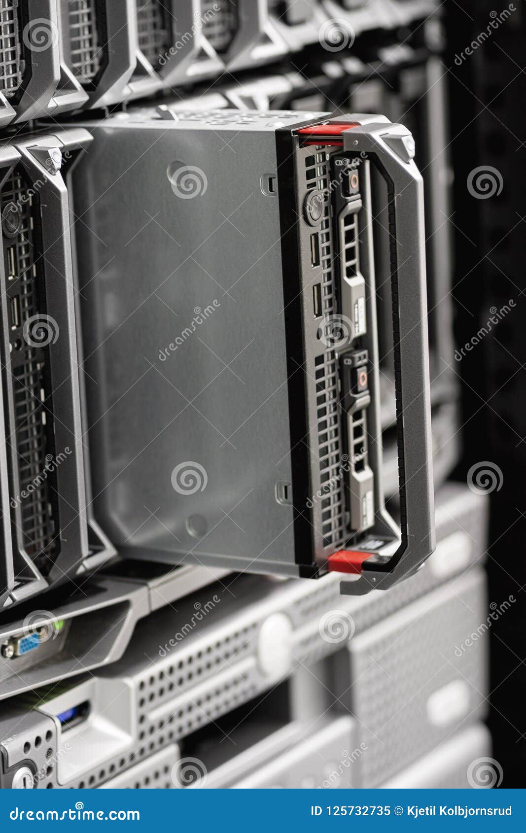 Close-up of Blade Server in Rack at Enterprise Datacenter Stock Image ...