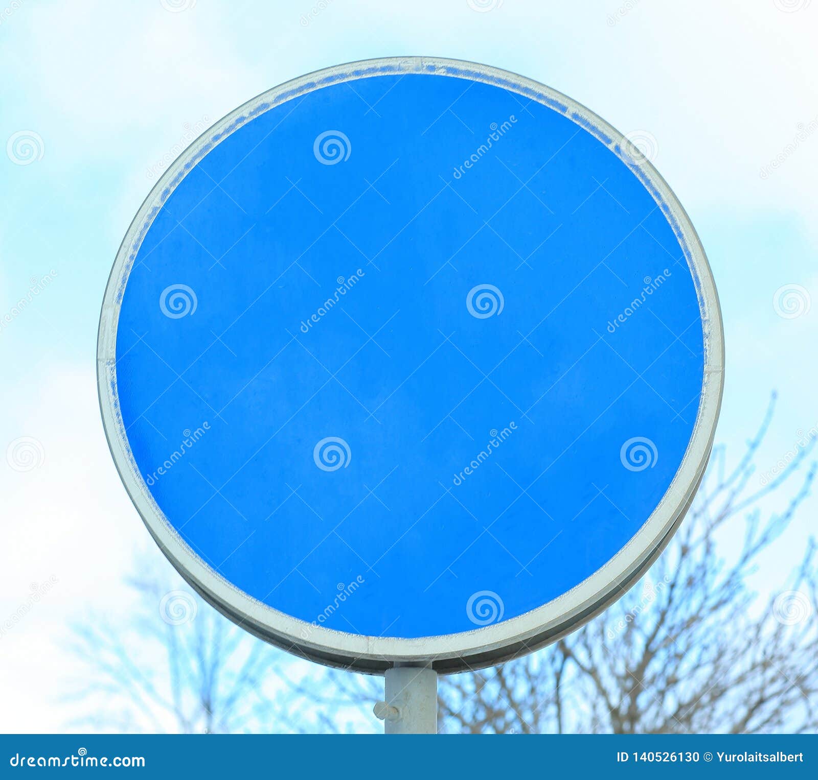 Close Up. Blank Blue Road Sign with Place for Text Stock Photo - Image ...