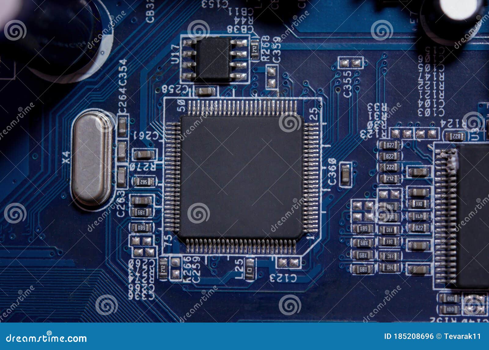 Close Up Blank Microchip on Electronic Circuit Board Stock Photo ...