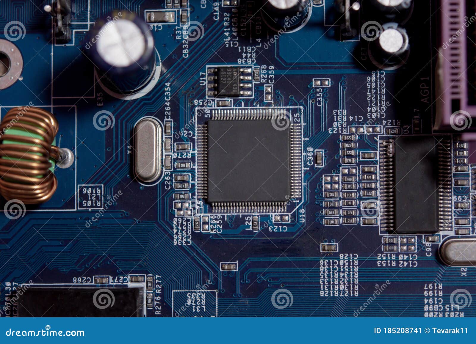 Close Up Blank Microchip on Electronic Circuit Board Stock Image ...